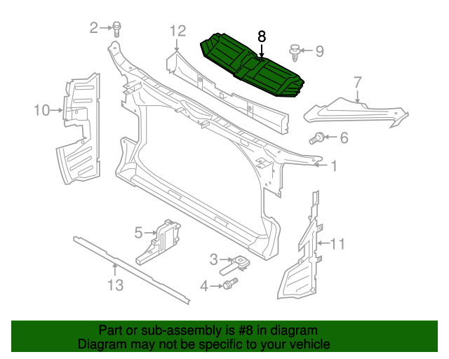 4G8-807-081-A-9B9 - Radiator Support Access Cover 2012-2015 Audi ...