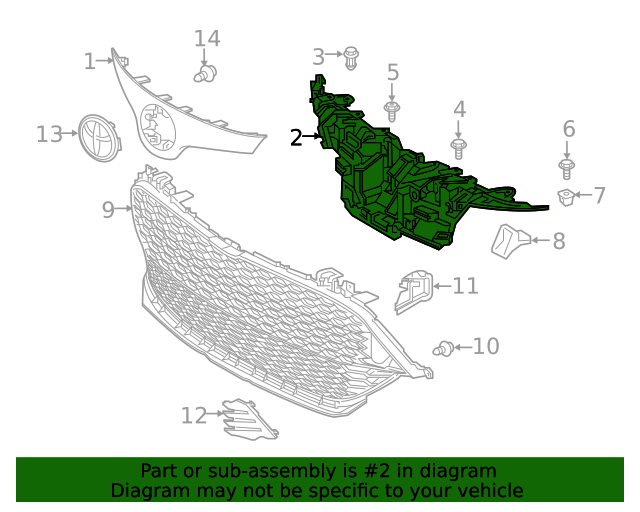 53114-12230 - Grille Reinforcement 2019-2022 Toyota Corolla | Longo ...