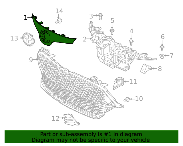 53111-12E90 - Upper Grille - 2019-2023 Toyota Corolla | OEM Genuine ...