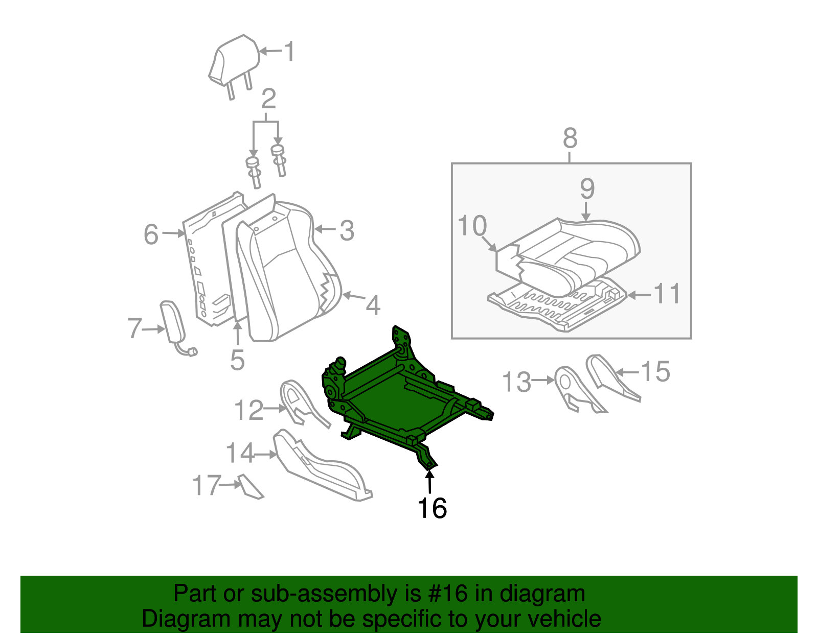 87400-1EA0A - 2009-2025 Nissan - Seat Track | Anicra Nissan Parts