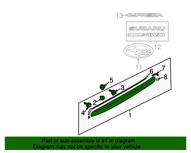 Genuine OEM Trunk Lid Trim Part# 91112FJ040NN Fits 2012-2014 Subaru ...