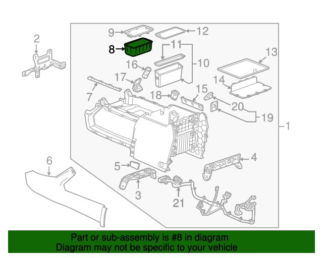 2014-2019 GM Front Floor Console Cup Holder Liner 22792233 GM ...