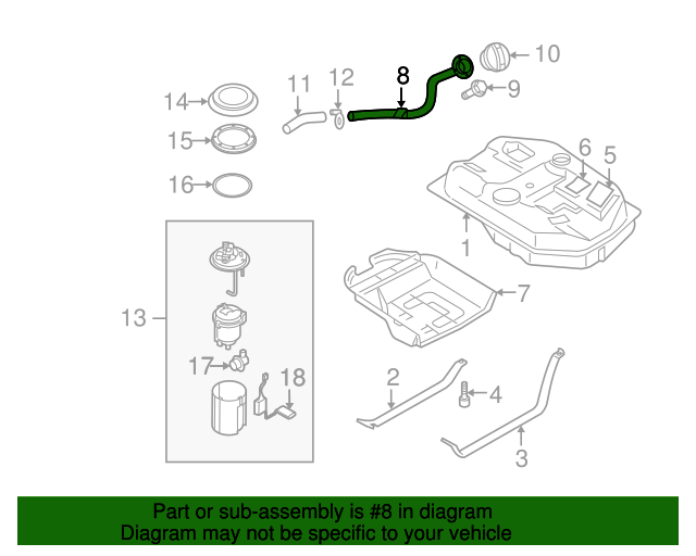 31040-FD502 - Fuel Filler Neck - 2004-2005 Kia Rio | Kia Auto Parts