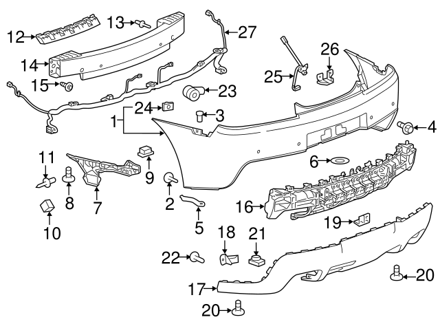 2014-2015 Chevrolet Camaro Rear Lower Bumper Cover 22829477 GM ...