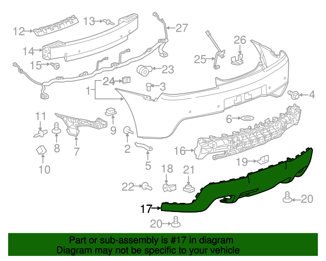 2014-2015 Chevrolet Camaro Rear Lower Bumper Cover 22829476 GM ...