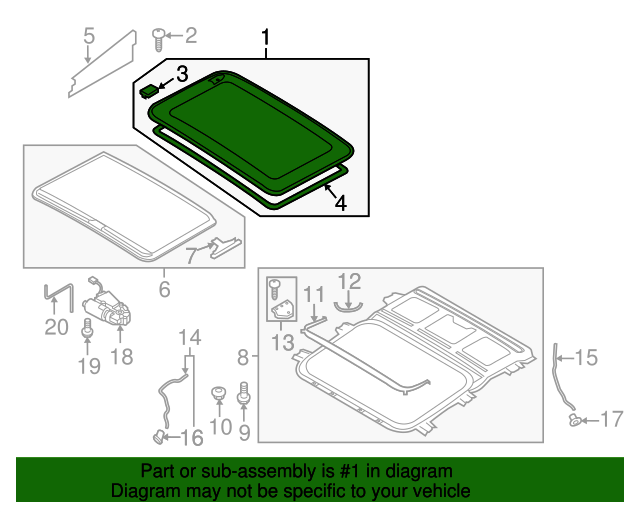 8K5-877-071-A - Sunroof Glass 2009-2016 Audi | Audi OEM Parts