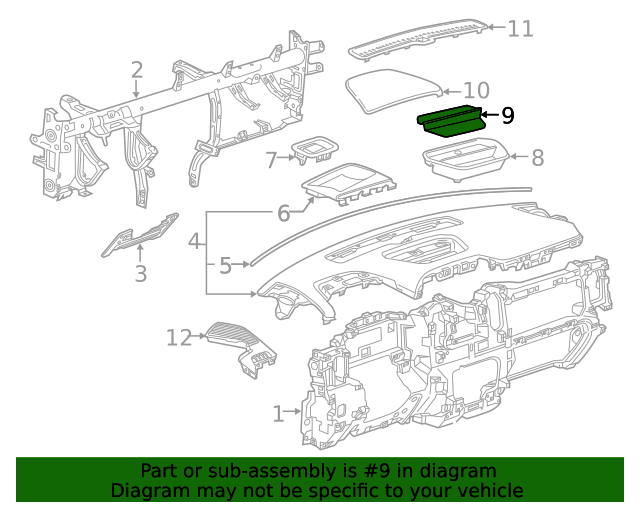 2019-2024 GM Instrument Panel Compartment Tray Liner 84093870 GM ...