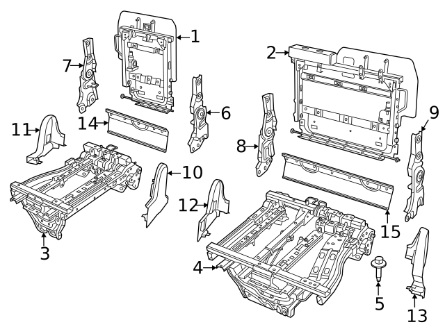 68423683AA - Rear Seat Back 60% Frame - 2019-2020 Mopar | Mopar Parts ...