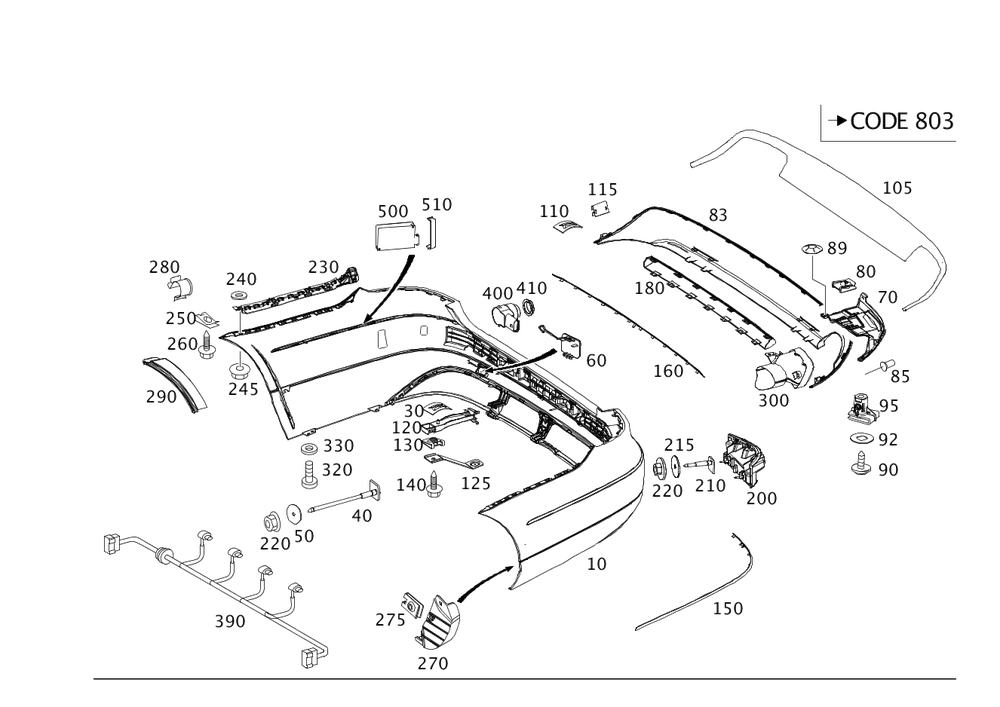 212-880-26-03 - Basic Carrier, Bumper 2007-2016 Mercedes-Benz ...