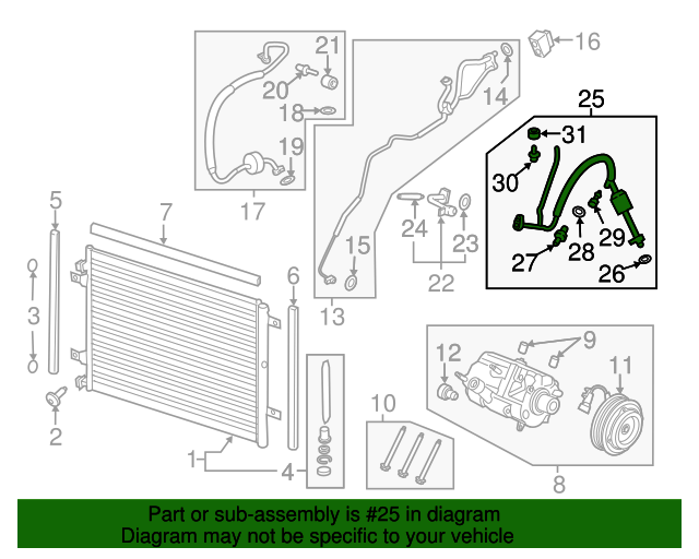 2017-2020 Ford A/C Refrigerant Discharge Hose HC3Z-19972-BE ...