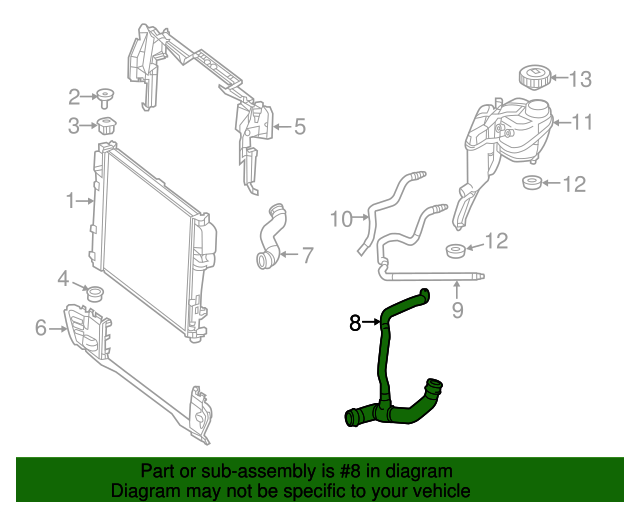 221-501-19-91 - Radiator Coolant Hose 2011-2014 Mercedes-Benz ...