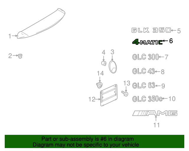 204-817-22-15 - Nameplate 2013-2015 Mercedes-Benz GLK 250 | Mercedes ...