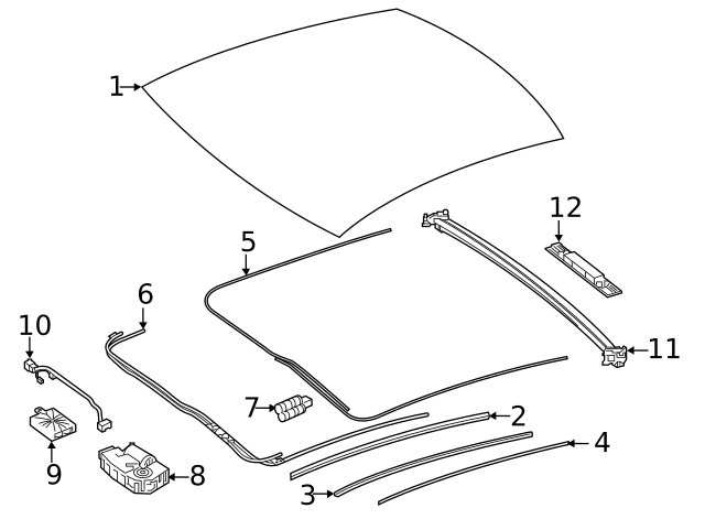 2015-2021 Mercedes-Benz Sunroof Guide Rail 217-780-09-00-64 ...