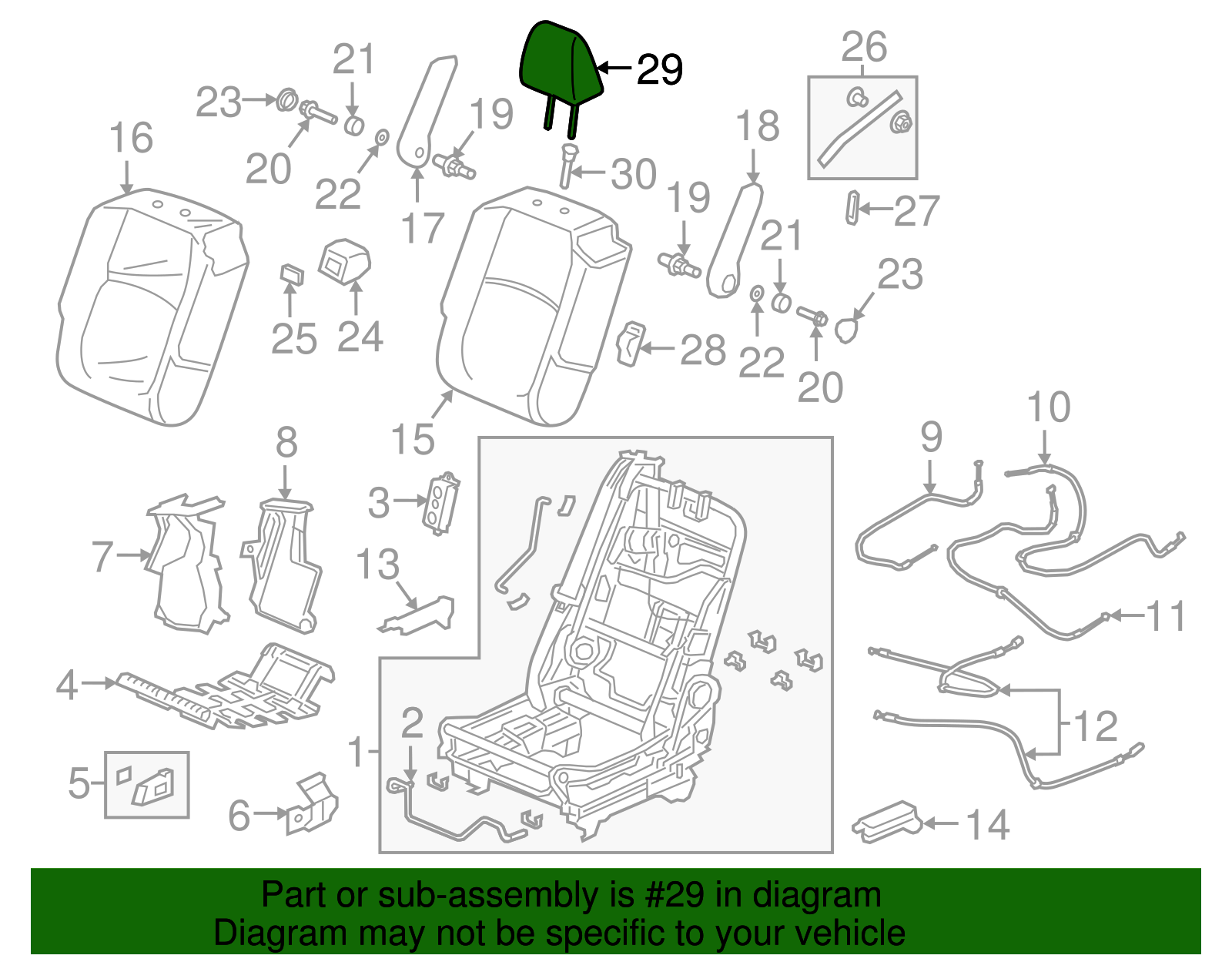 2018-2020 Honda Odyssey Headrest 81340-THR-A41ZC | OEM Parts Online