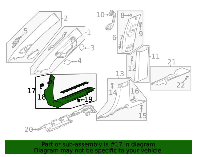 84701451 - Jet Black Front Driver Side Door Sill Garnish Molding 2021 ...