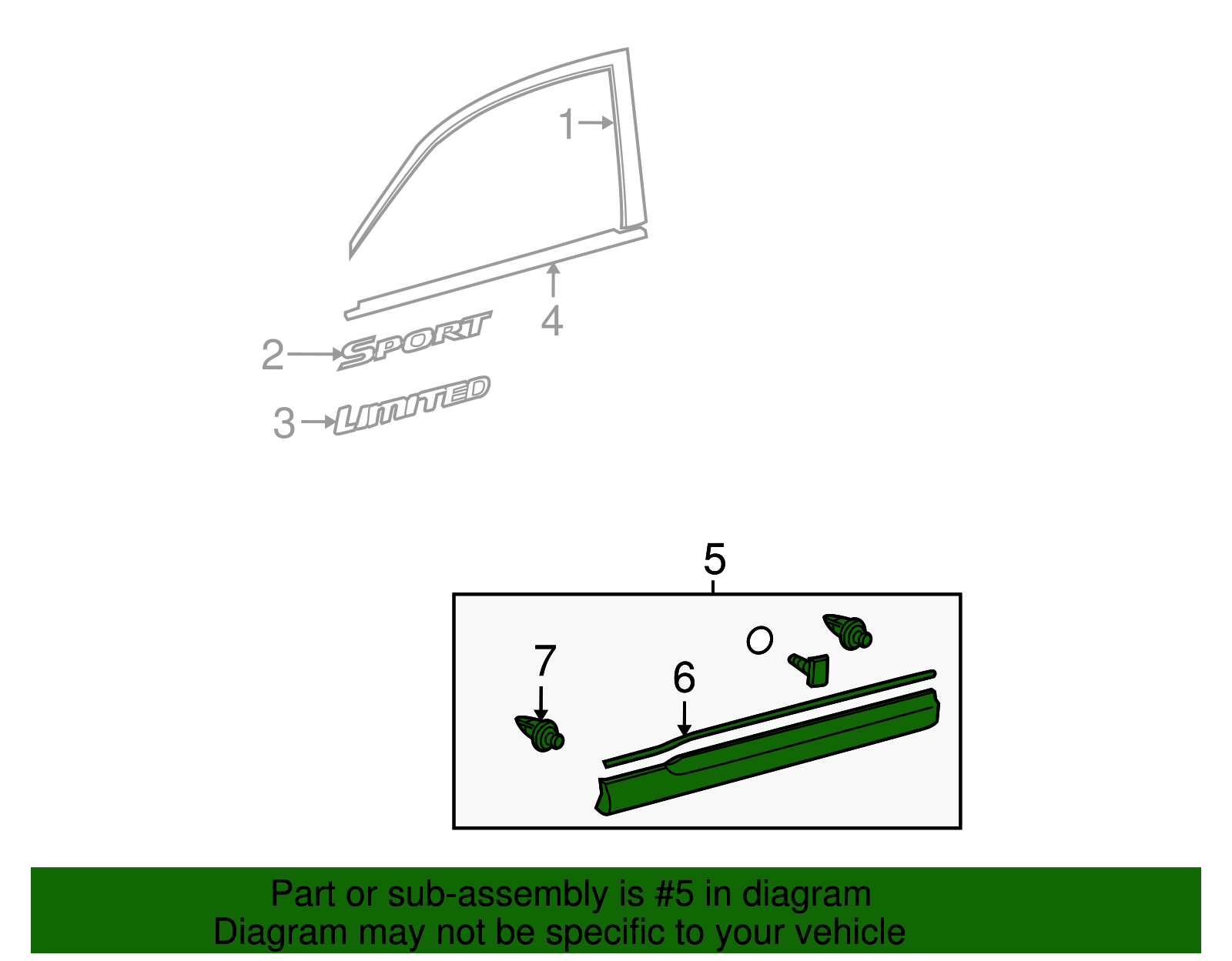 2008-2010 Toyota Highlander Body Side Molding 75072-48902 | OEM Parts ...