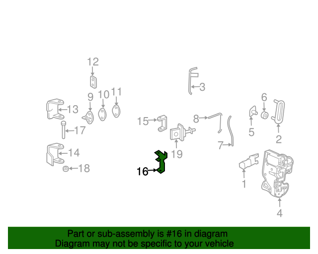 1996-2024 GM Passenger Side Front Door Lower Hinge 15993238 GM ...