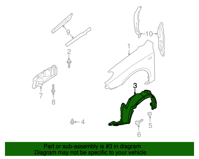 86812-2H010 - Fender Liner - 2007-2010 Hyundai Elantra | World OEM ...