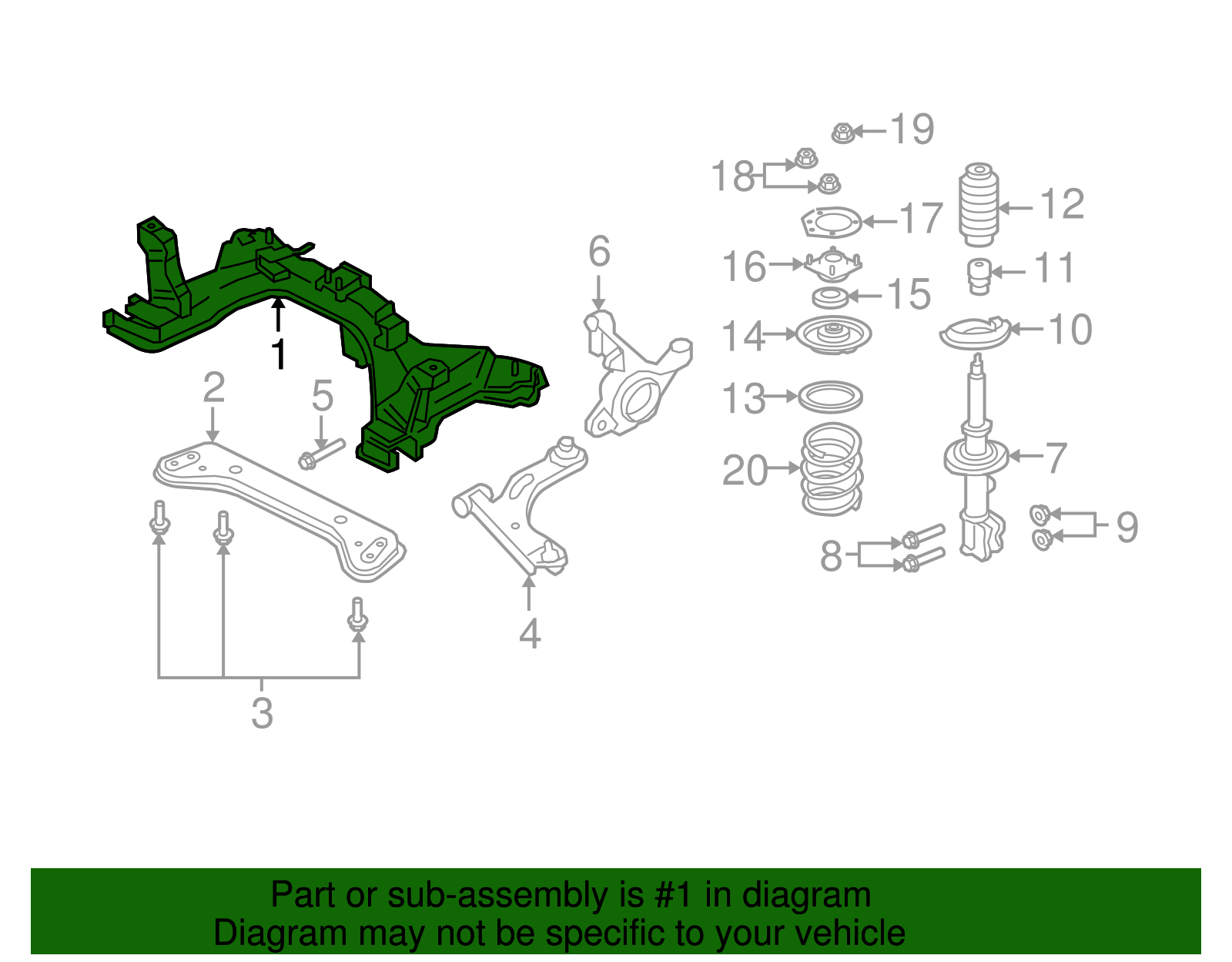 Cross Member Engine Cradle - 2009-2012 Ford Escape Mercury Mariner ...