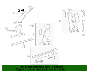90080-46339 - Windshield Pillar Trim Clip - 2004-2008 Toyota Sienna ...