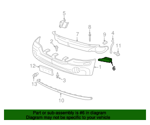 2006-2009 GMC Front Driver Side Bumper Fascia Spacer 12335949 ...