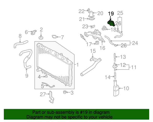Genuine Water Inlet for 1999-2009 Hyundai | Part# 25631-37100 | Hyundai ...