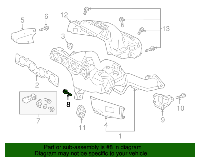 2009-2020 Mazda Mnfd W/Converter Mount Bolt 9YA0-2A-020 | TascaParts.com