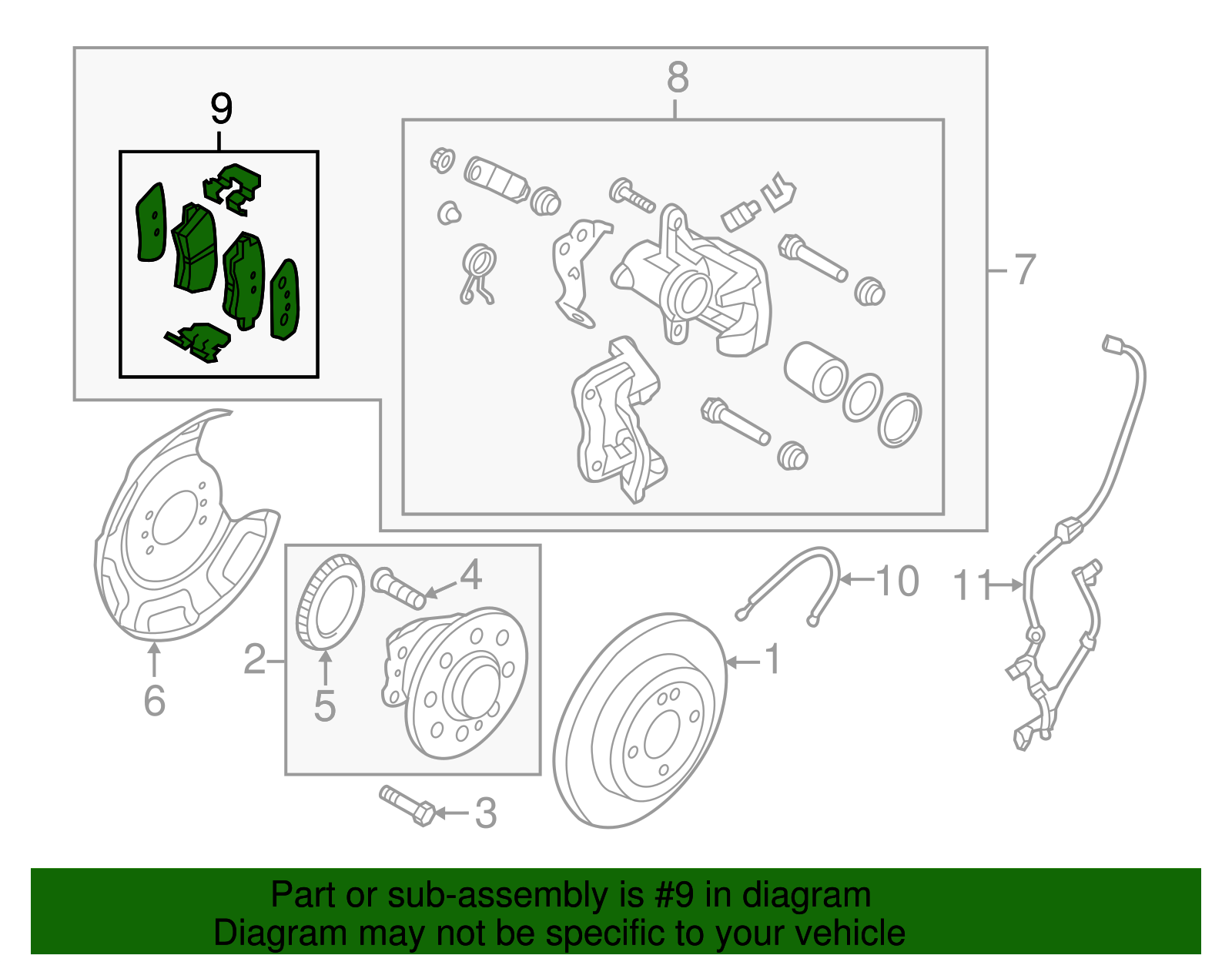 2016-2017 Hyundai Elantra GT Brake Pads Rear 58302-A5A33 | Hyundai ...