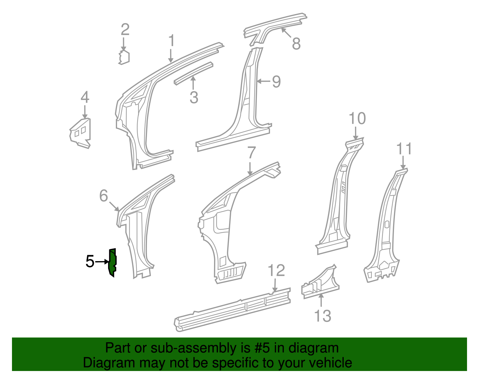 61142-0T010 - Hinge Pillar Gusset - 2009-2015 Toyota Venza | Toyota ...