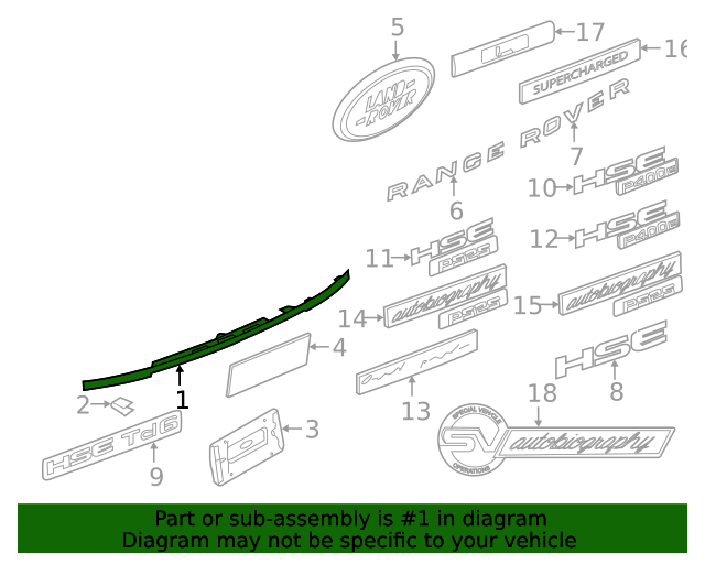 2021-2022 Land Rover Range Rover Center Molding LR144353 ...
