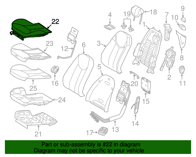 230-910-58-73-7E79 - Cushion Assembly 2011-2012 Mercedes-Benz ...