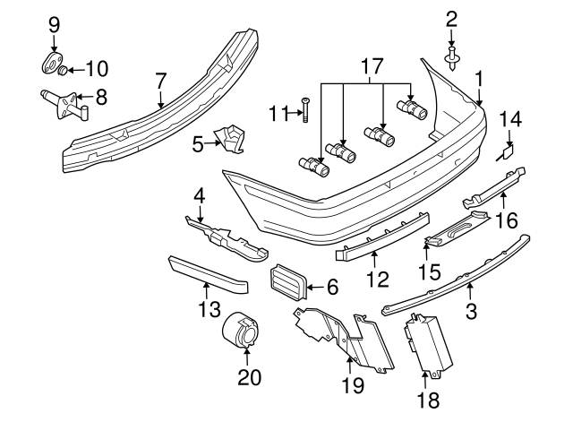 Genuine BMW 51-12-7-030-615 | Bumper Cover Guide | FREE Shipping on ...