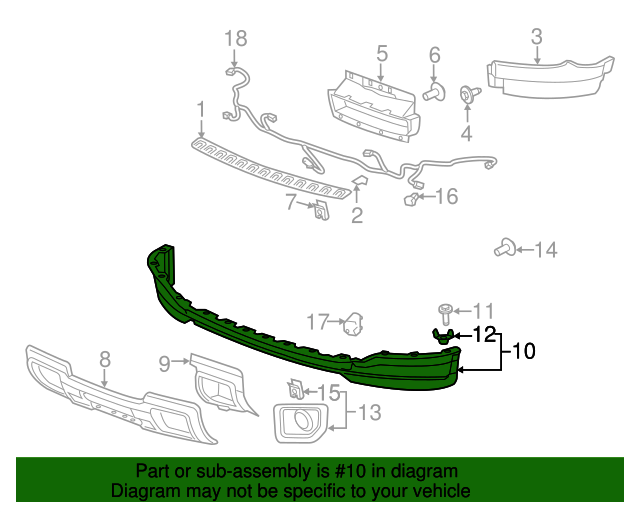 2015-2019 GMC Front Bumper Fascia Air Deflector 23320648 GM ...