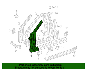 61131-30240 - Body A-Pillar 1998-2005 Lexus | AutoNationParts.com
