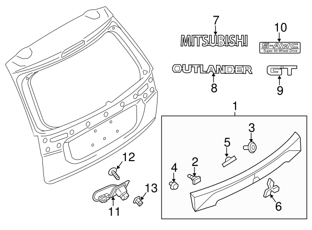 2014-2015 Mitsubishi Outlander Trim Plate 5817A292WA | Mitsubishi Parts ...