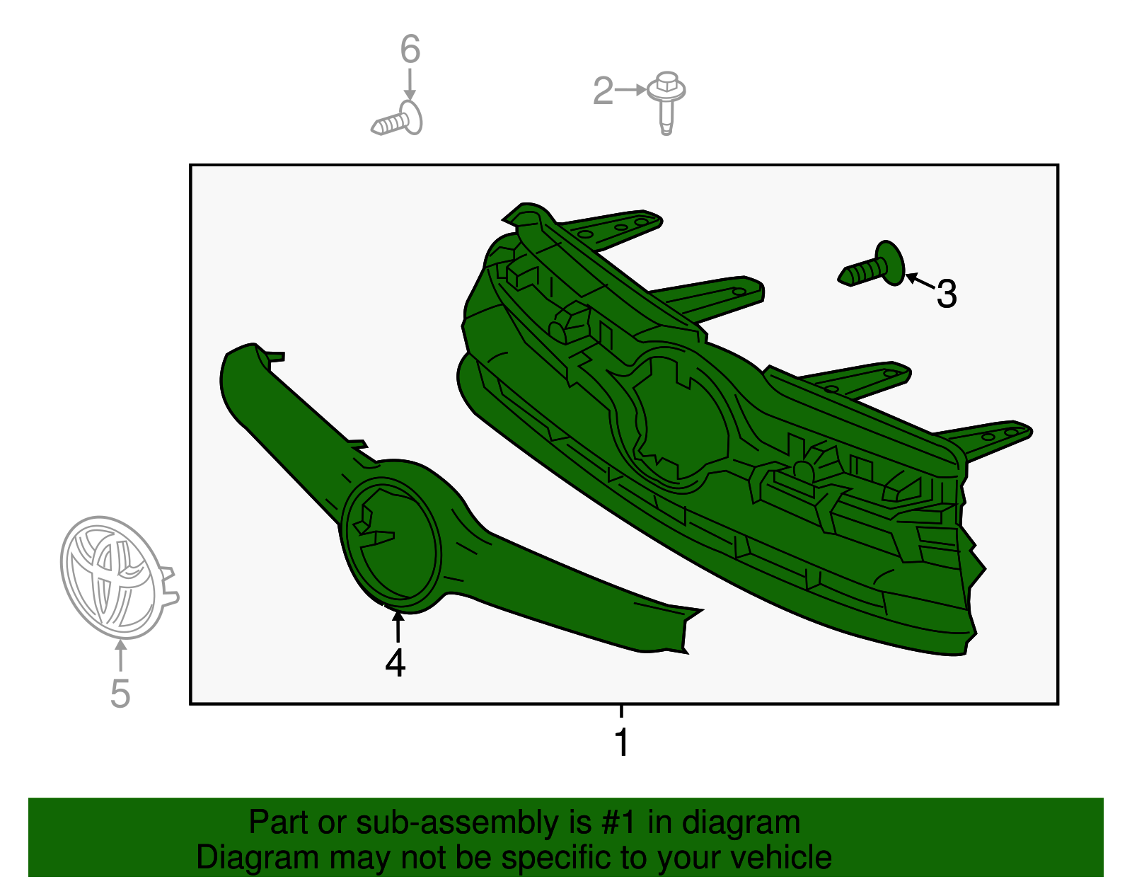 2014-2016 Toyota Highlander Grille Assembly - UPPER HALF ONLY 53101 ...
