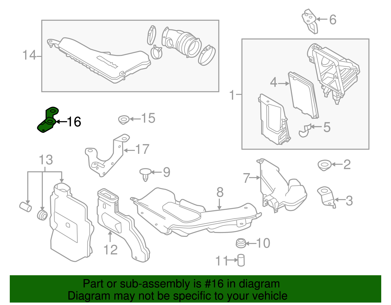 2014-2020 Nissan Rogue Intake Duct Front Bracket 16588-4BA1B | Parts ...