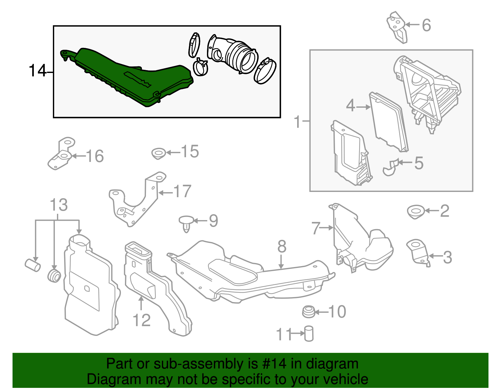 2014-2020 Nissan Rogue Intake Duct 16576-4BA3A | My Nissan Part.com