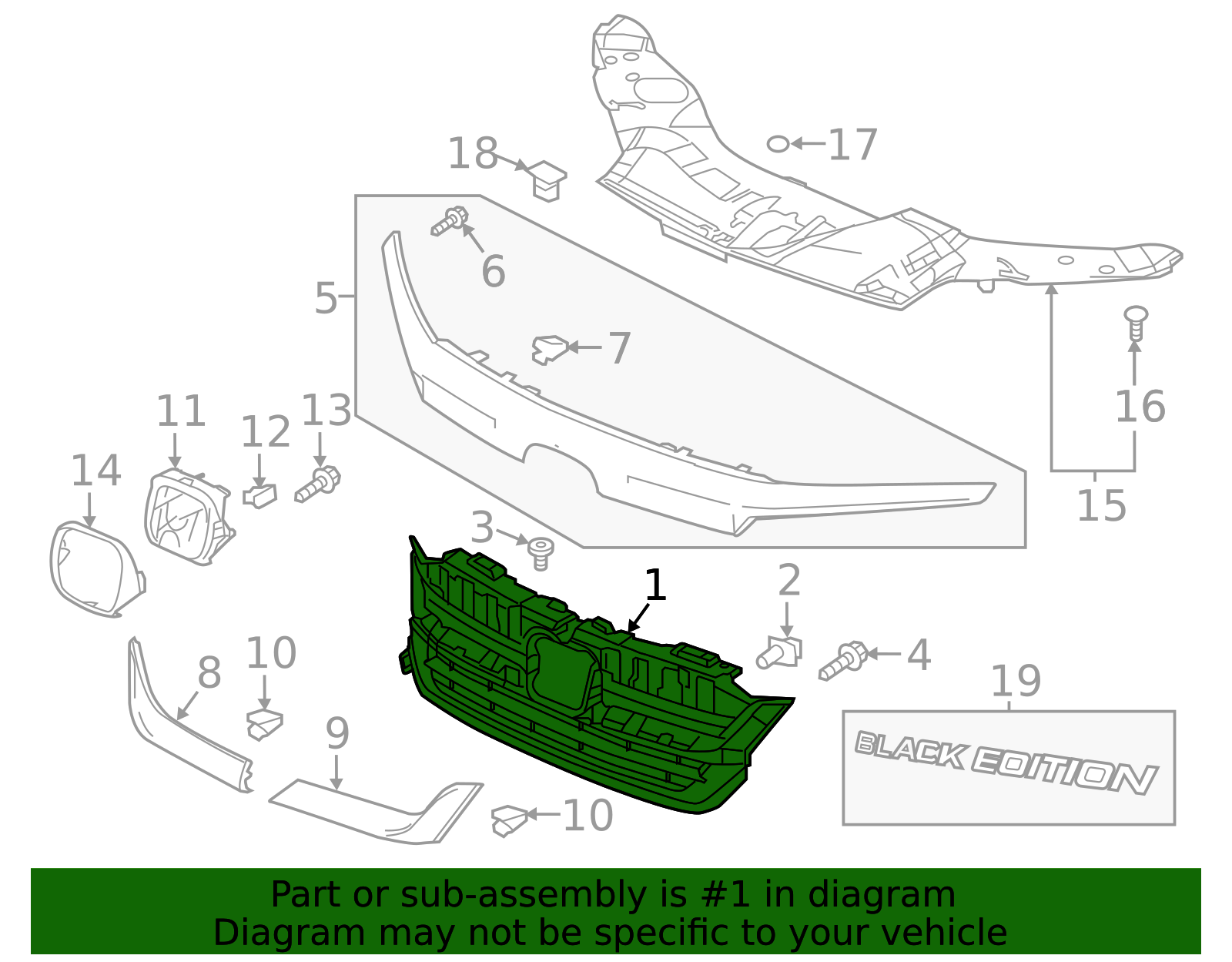 71121-TG7-A60 - 2019-2022 Honda Pilot - Base Front Grille | Honda Parts ...