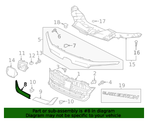 71122-TG7-A50 - Molding, R Front Grille Middle - 2019-2021 Honda Pilot ...