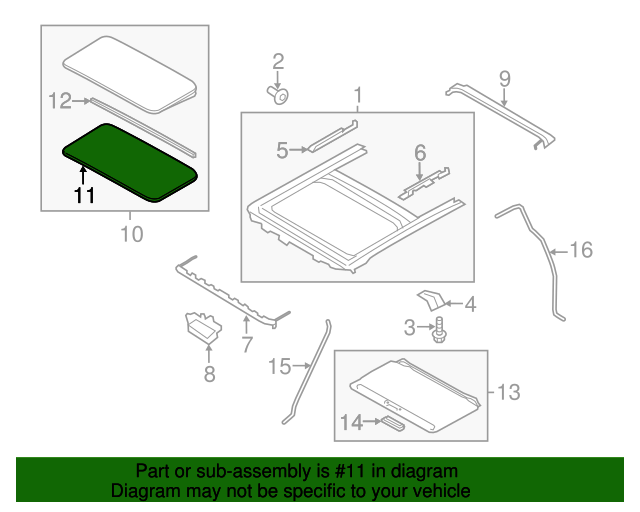 2013-2020 Nissan Sunroof Seal 91246-1LA1A | AutoNationParts.com