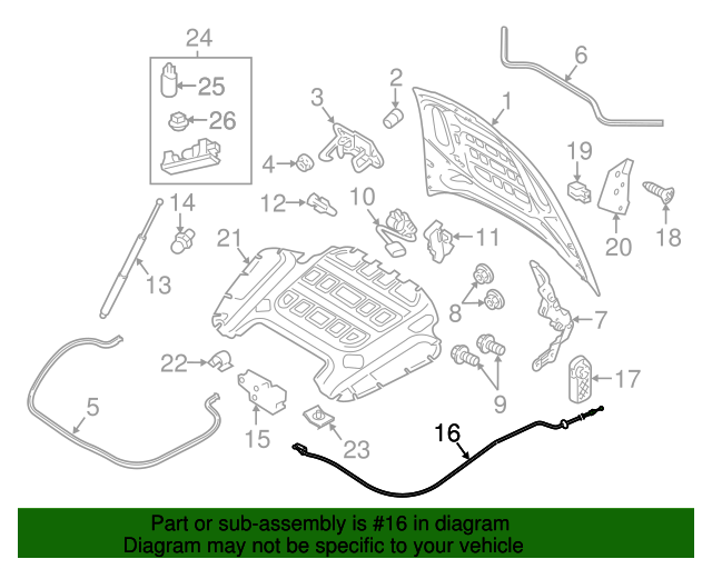 970-511-219-02 - Hood Release Cable 2010-2016 Porsche Panamera ...