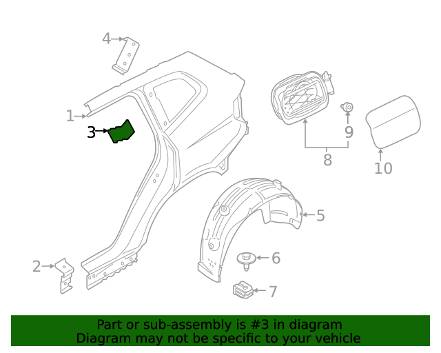 41007494167 - 2018-2023 BMW X3 Quarter Panel Backing Plate (41-00-7-494 ...