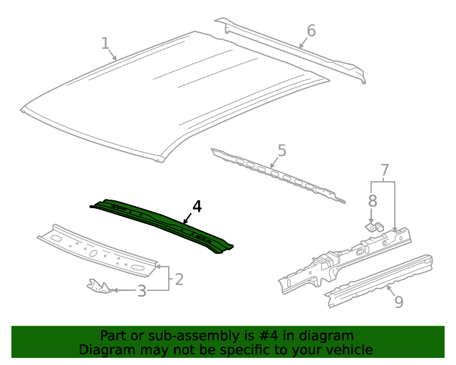 2019-2023 GM Roof Panel Number 1 Bow 23381611 | GMPartsDirect.com