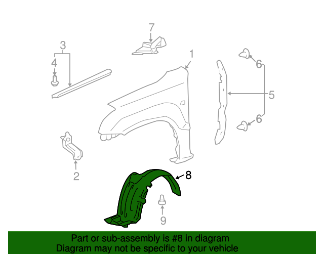 2003-2009 Lexus GX470 Fender Liner 53876-60051 | OEM Parts Online