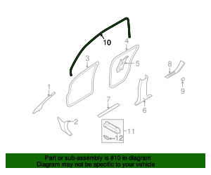 2004-2014 Nissan Side Seal - Driver's Side (LH) 80829-7S000 ...