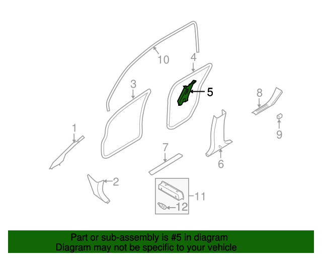 2004-2015 Nissan Center Pillar Trim 76913-7S010 | TascaParts.com