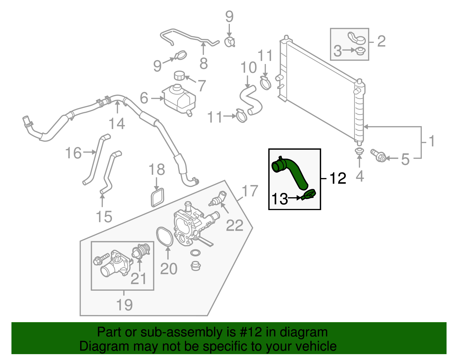2009-2011 GM Radiator Outlet Hose 95950470 GM | GMPartsDirect.com
