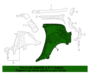 2016-2019 Chevrolet Volt Driver Side Quarter Inner Panel 23316231 ...