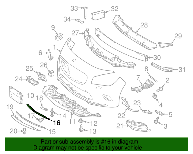 176-885-25-00 - Lower Deflector 2017-2019 Mercedes-Benz CLA 250 ...